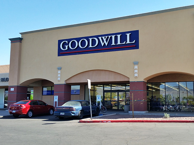 The classic Goodwill blue never fails to make a thrifter's heart skip happily.