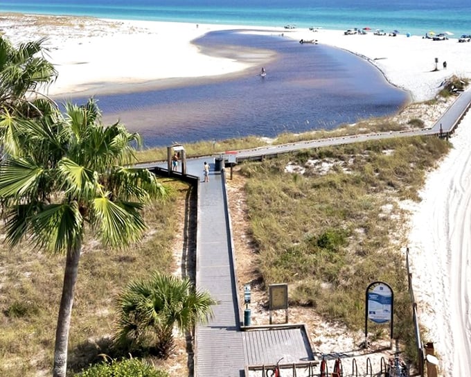 Grayton Beach's wooden boardwalk invites barefoot wandering to pristine shores. Where the only footprints might be your own.