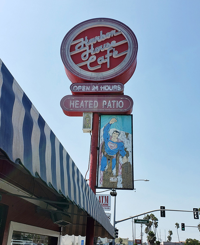 That Superman-adorned sign promises heroic portions and super-powered flavor in every bite you'll take here.