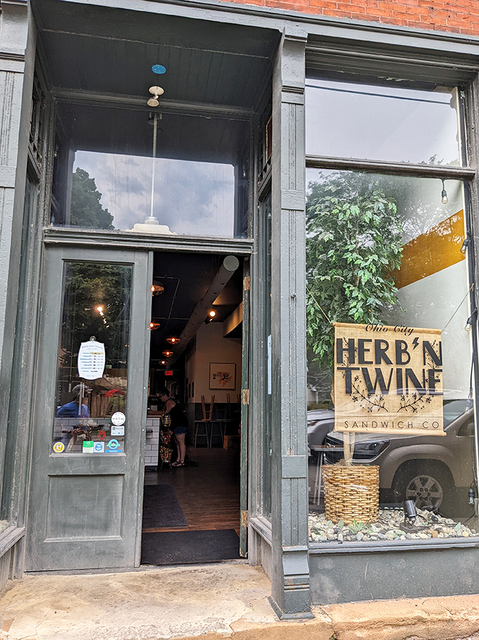 Herb'n Twine's storefront promises fresh ingredients and creative combinations hiding behind those charming windows.