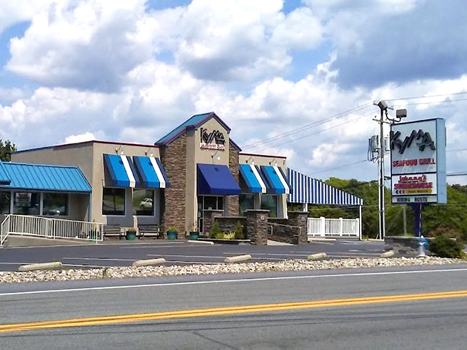 Kyma's colorful facade hints at the seafood treasures waiting inside this coastal-inspired gem.