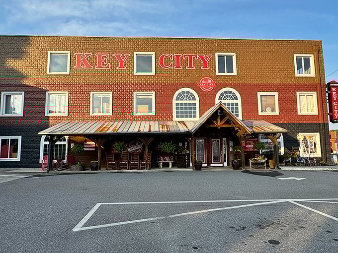 Key City's multi-story brick building stands proud, like a department store from a more elegant era.