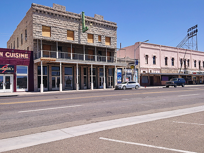 Route 66 runs through town where vintage storefronts still tell America's highway story.
