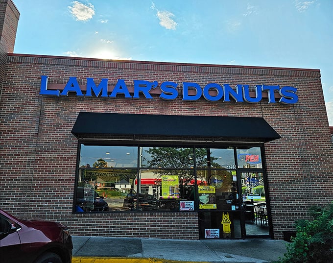 LaMar's brick building stands solid and dependable, just like their decades of donut-making excellence.