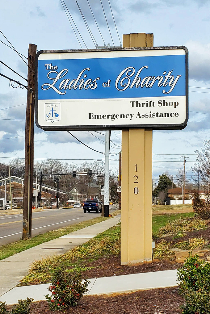 Ladies of Charity's classic sign represents decades of community service through thrift shopping.