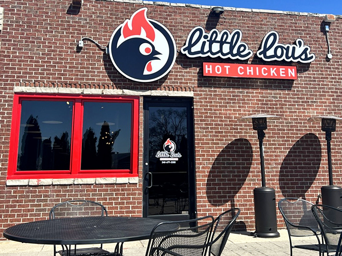 That fiery chicken logo isn't kidding around. Little Lou's brings Nashville heat to Michigan with no apologies necessary.