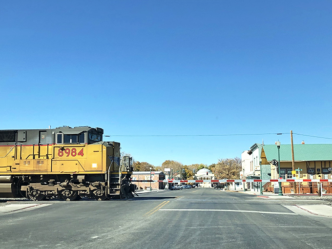 This yellow Union Pacific engine rolling through Lovelock is like watching American history in motion.