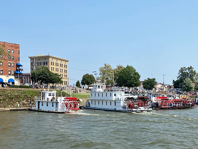 Marietta's paddle wheelers dock like floating pieces of history, bringing Mark Twain dreams to modern-day reality.