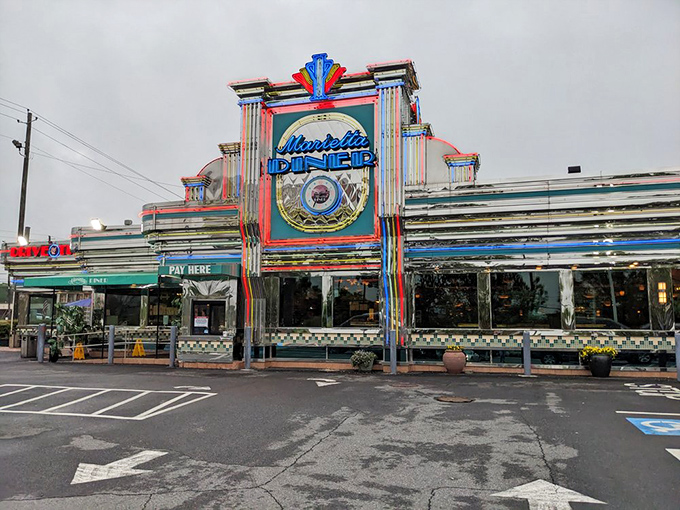The Marietta Diner glows like a beacon for hungry souls seeking the ultimate classic American dining experience.