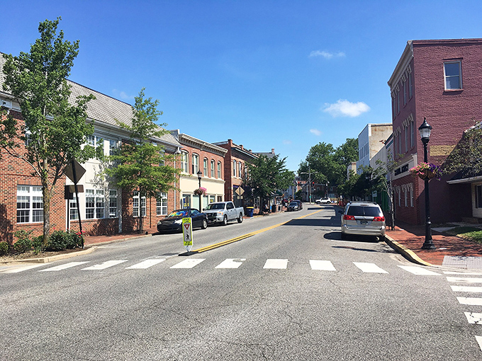 Milford's brick buildings line up like old friends catching up over morning coffee. 