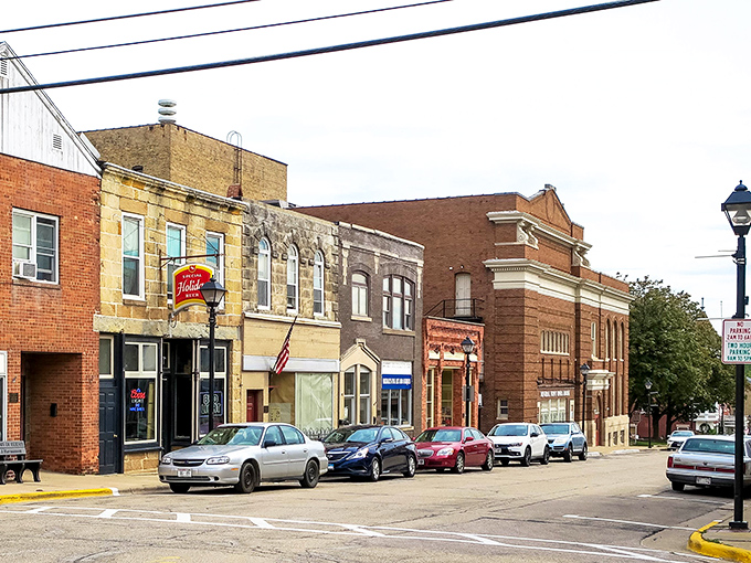 Mineral Point's historic brick buildings stand proud, each weathered facade holding stories from Wisconsin's mining heritage days.