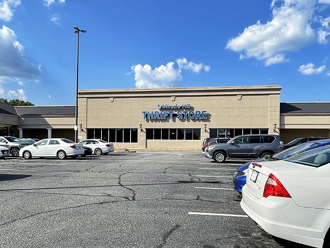 Miracle Hill's modern facade hints at the organized shopping paradise waiting inside - no dusty basement vibes here!