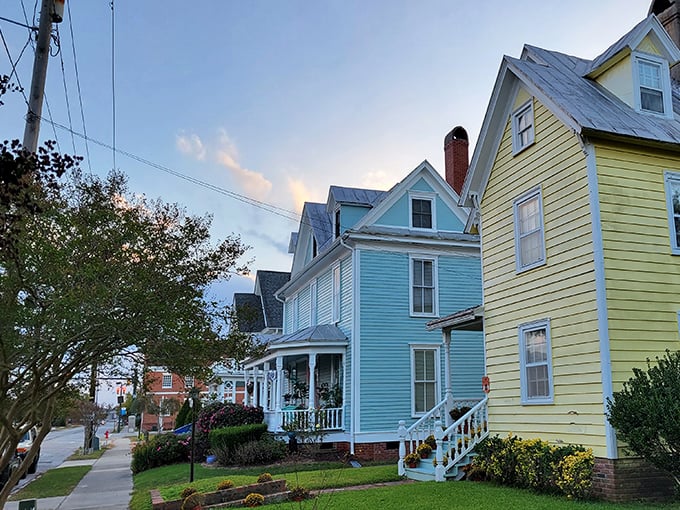 New Bern's colorful houses line up like a box of crayons, each one unique but perfectly harmonious.