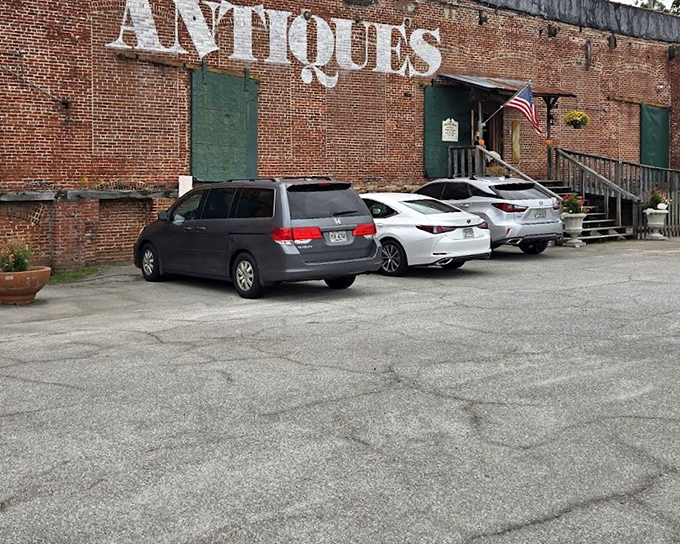 Payne Mill's historic brick building stands proud like an old factory transformed into a vintage lover's dream destination.