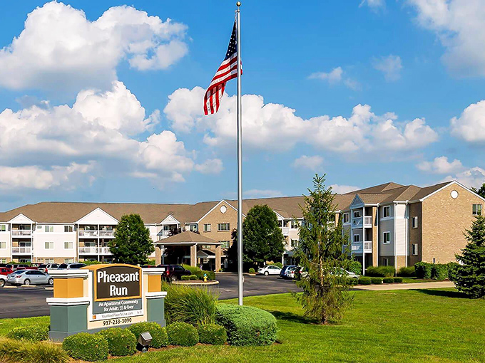 Multiple buildings mean plenty of neighbors, but enough space that you won't hear every conversation.