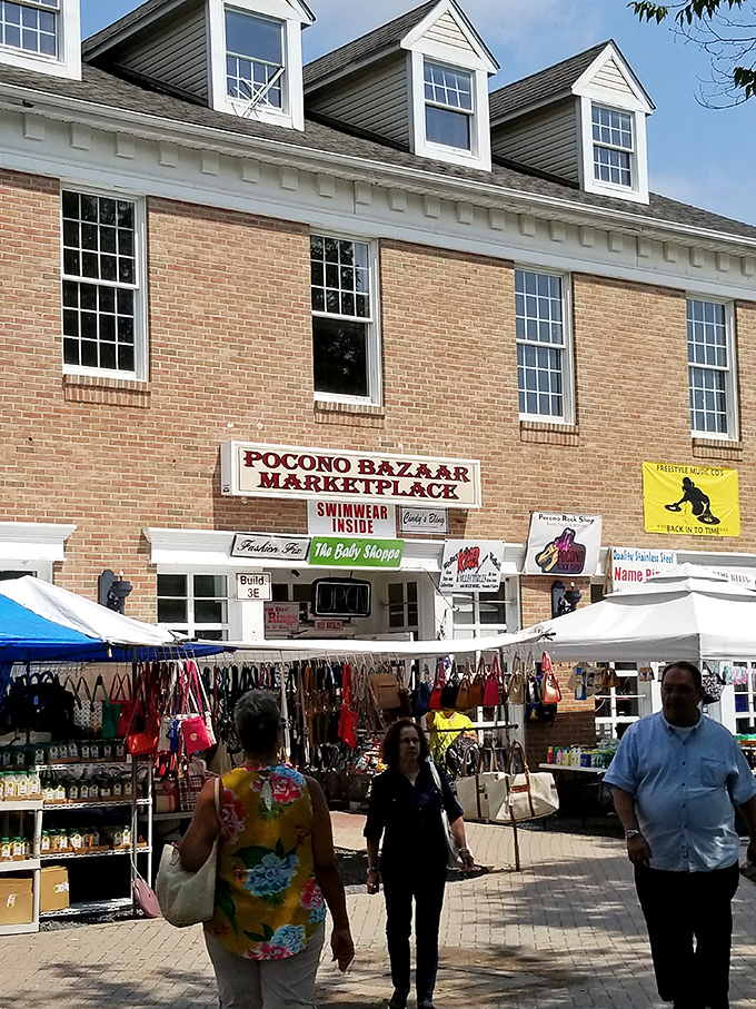 The charming brick facade of Pocono Bazaar houses a treasure trove of vendors selling everything from vintage clothing to handcrafted jewelry.