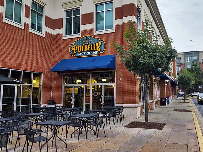 Potbelly's corner spot offers the perfect perch for people-watching while devouring toasty sandwiches. Urban dining at its best.