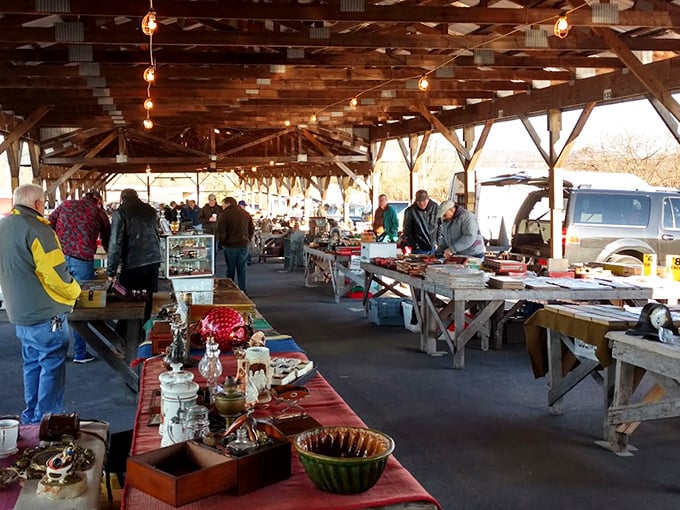 Tables laden with collectibles beneath rustic wooden beams. Indiana Jones would skip the temples and head straight here for his next adventure.