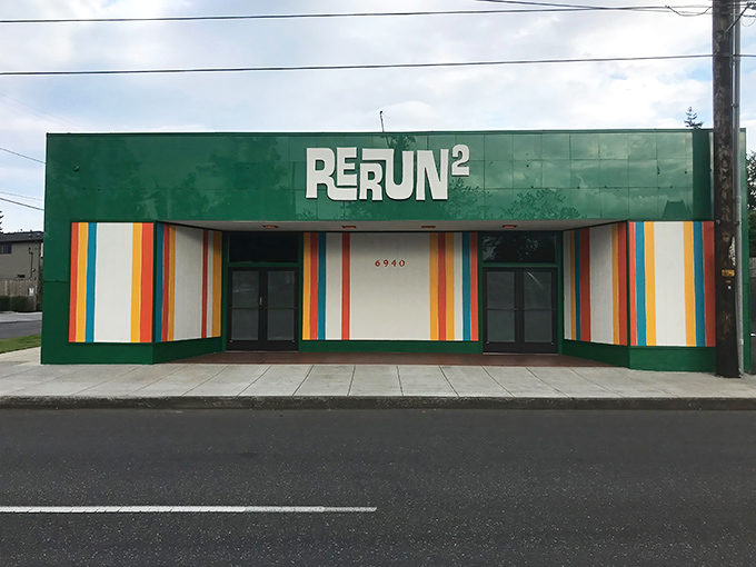 Rerun's rainbow stripes bring joy to secondhand shopping like a carnival for your closet dreams.