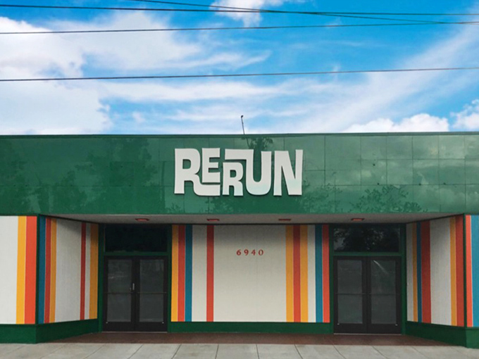 Rerun's rainbow-striped facade is like a pot of gold promising vintage treasures instead of leprechaun coins.