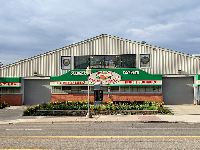 Fresh produce meets vintage finds in this perfect combination of practical shopping and treasure hunting fun.