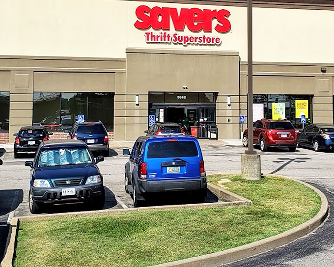 Savers stands proud in the sunshine, a thrift superstore where organization meets abundance in perfect harmony.
