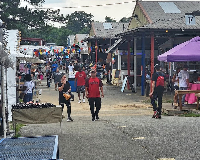 Smiley's outdoor marketplace buzzes with the energy of a small village where every stall tells a different story.