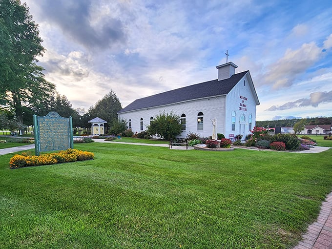 St. Ignace's main street welcomes visitors like a warm handshake, with flags flying and plenty of room to breathe.