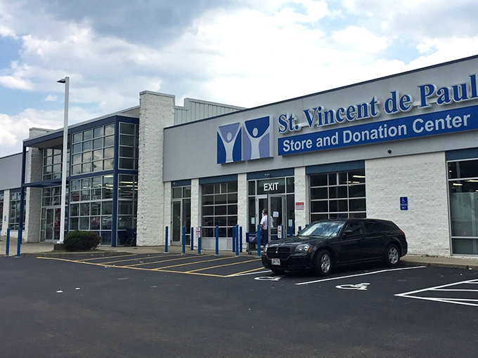 St. Vincent de Paul's modern glass facade brings contemporary style to the timeless art of thrift store treasure hunting.