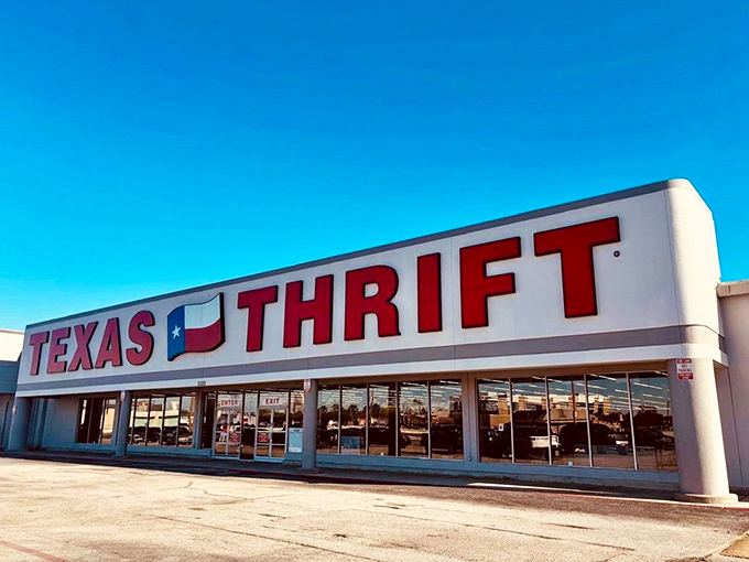Texas Thrift's clean, organized exterior promises the kind of shopping experience that actually makes sense inside.