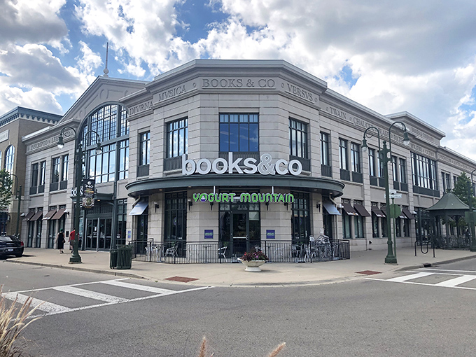 Books and bargains blend beautifully in this outdoor oasis of retail and relaxation.