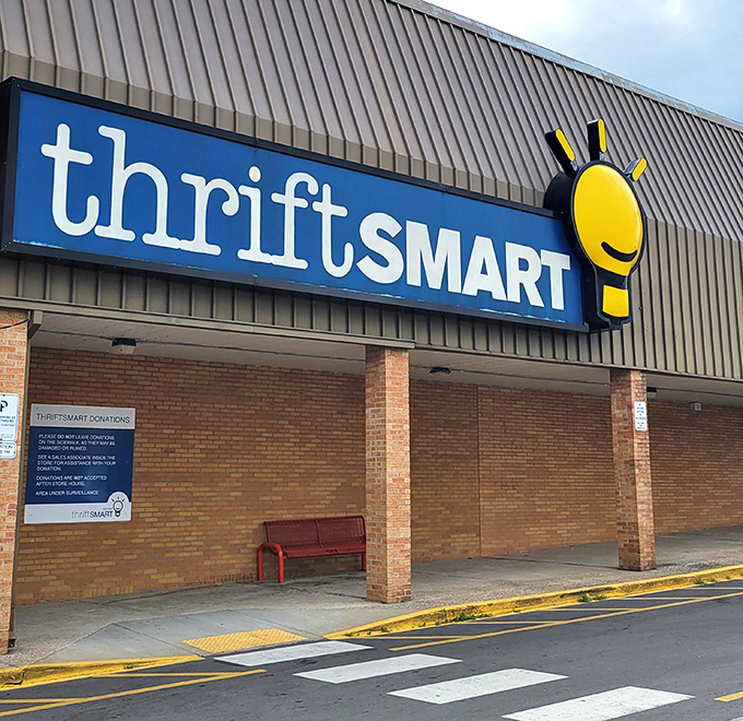 ThriftSmart's cheerful lightbulb logo brightens your day before you even step inside this Nashville treasure trove.
