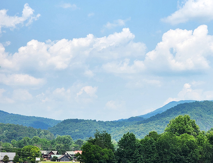 Smoky Mountain foothills cradle this peaceful valley like nature's own rocking chair embrace.