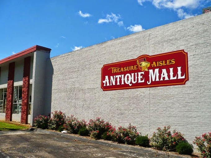 Treasure Aisles lives up to its name with this clean, bright exterior promising organized adventures in vintage discovery.