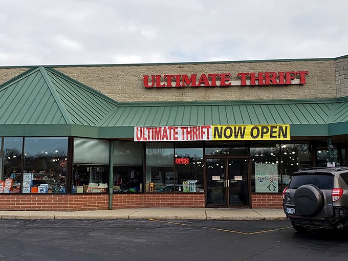 Ultimate Thrift's "NOW OPEN" banner feels like a permanent fixture, much like the excitement of finding brand-new items with tags still attached.