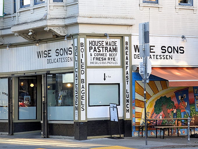 Classic deli signage promises authentic Jewish comfort food &ndash; where tradition meets San Francisco's innovative food culture.
