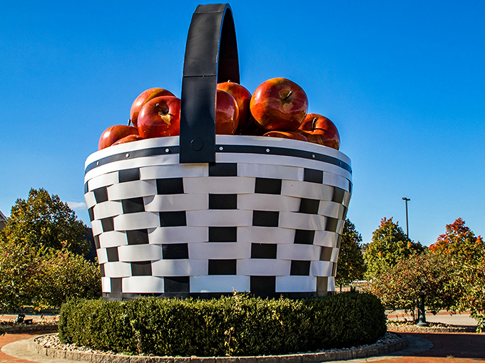World's Largest Apple Basket: Honey, I supersized the picnic basket! This enormous woven wonder celebrates Ohio's apple-growing heritage.