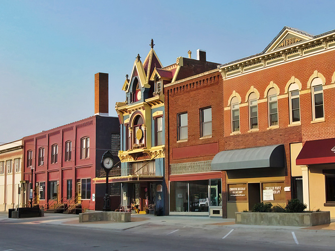 The sun catches Beatrice's historic facades, highlighting architectural details from an era when craftsmanship mattered and living costs were reasonable.