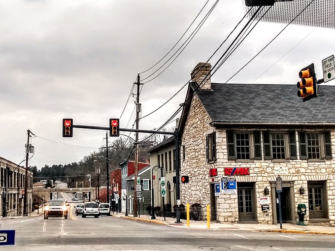 Brick buildings and historic storefronts in Bedford create the perfect backdrop for a slow Saturday morning stroll.