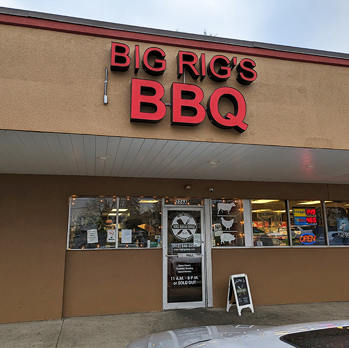 That bold red signage promises big flavors in a neighborhood spot locals absolutely treasure.