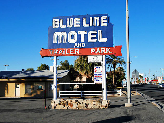 Classic neon and desert palms create the perfect Instagram moment without the tourist crowds.