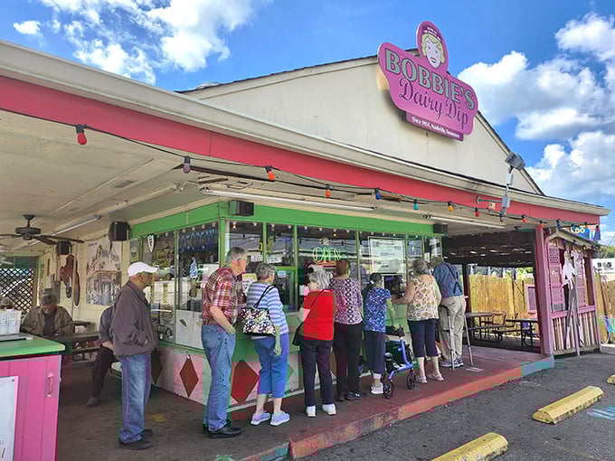 When locals line up like this, you know you've found something special worth waiting for.