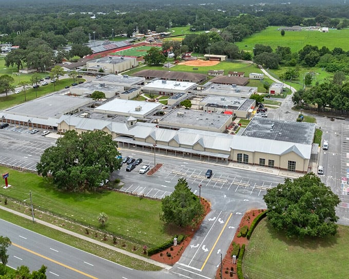 Classic small-town architecture creates the perfect setting for community connections and morning coffee.
