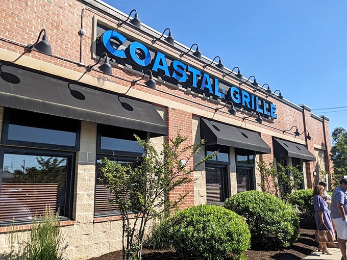 The contemporary design with stone accents shows this restaurant takes its coastal cuisine seriously.