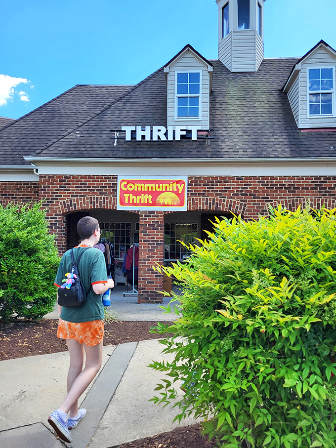 That brick facade and welcoming entrance promise the kind of neighborhood shopping experience that builds lasting memories.