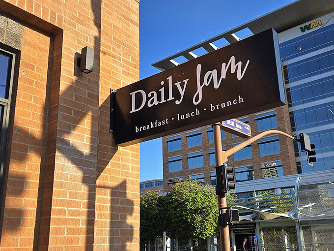Modern signage meets timeless breakfast traditions - where hipsters and grandparents unite over coffee.