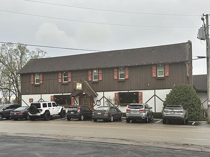 Those decorative shutters and timber details transport you straight to a cozy German gasthaus.