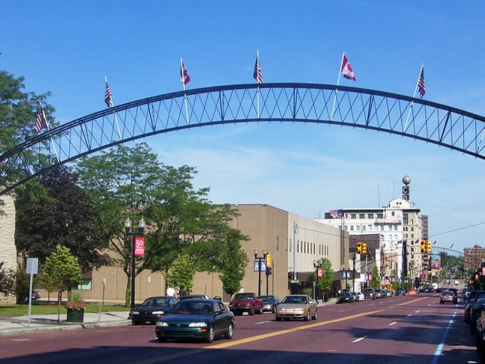 That welcoming arch says it all - Flint opens its arms to visitors with genuine Midwest hospitality.