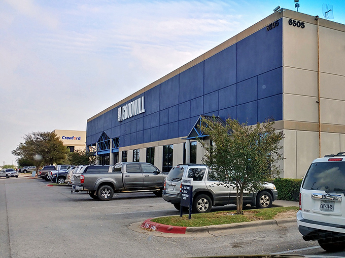 The unassuming exterior of Goodwill's "by the pound" paradise. Where patience and persistence pay off in pounds of treasure!