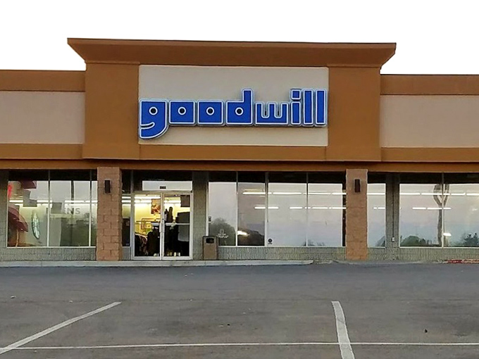 Clean lines and bright signage &ndash; this Goodwill location means business when it comes to bargain hunting.